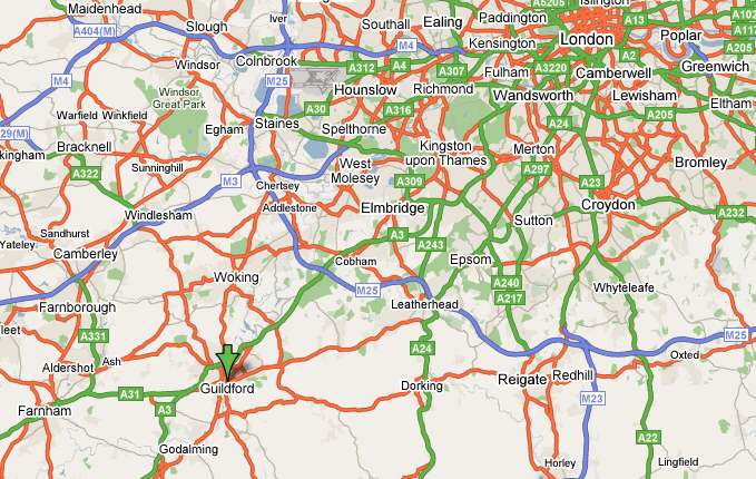 Guildford Surrey England Map
